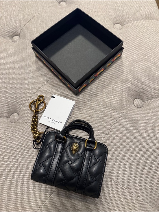 Kurt Geiger | Bags | Kurt Geiger Black Quilted Mini Bag Key Charm With ...